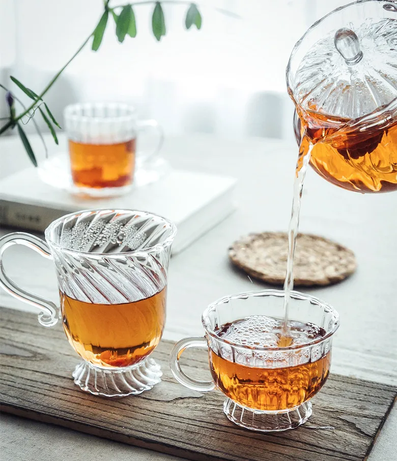 Heat Resistant Glass Retro British Glass Tea Set Teapot Tea Cup ...