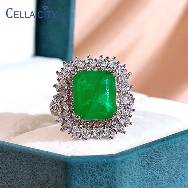 Cellacity Emerald Gemstones Ring For Charm Lady With 10*12mm Stone 925 ...