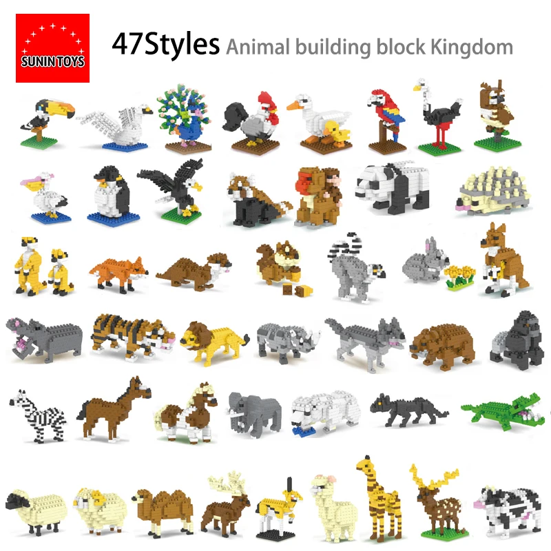 48-styles-Animal-series-micro-particle-blocks-mini-building-block ...