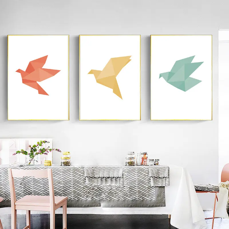 Cartoon Tausend Papier Kran Leinwand Malerei Solide Geometrie Vögel ...