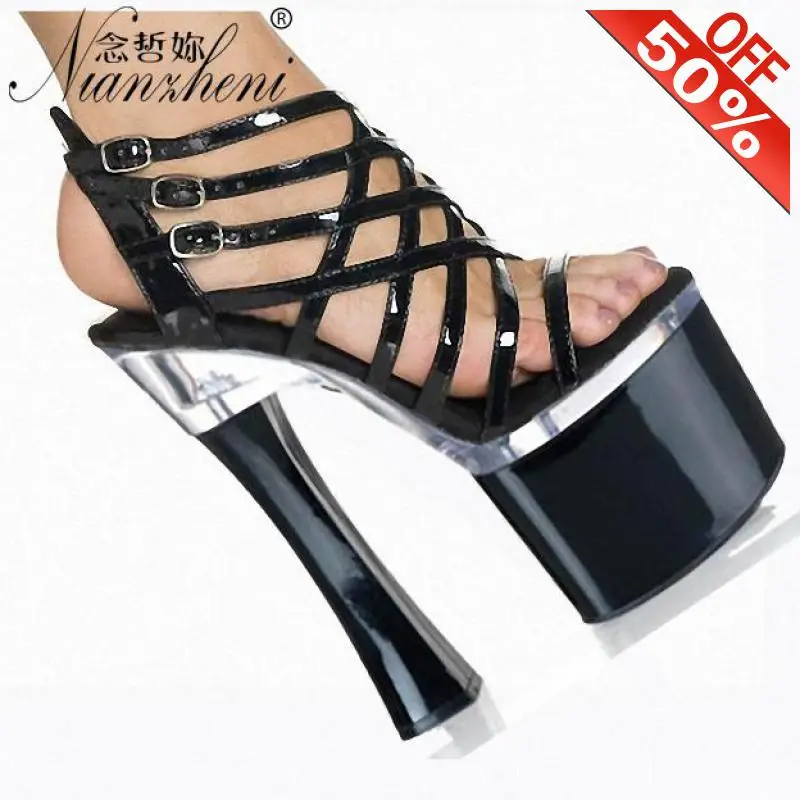 Gothic Roman Hohl Offene spitze schnalle Schmale band 18cm hochhackige ...