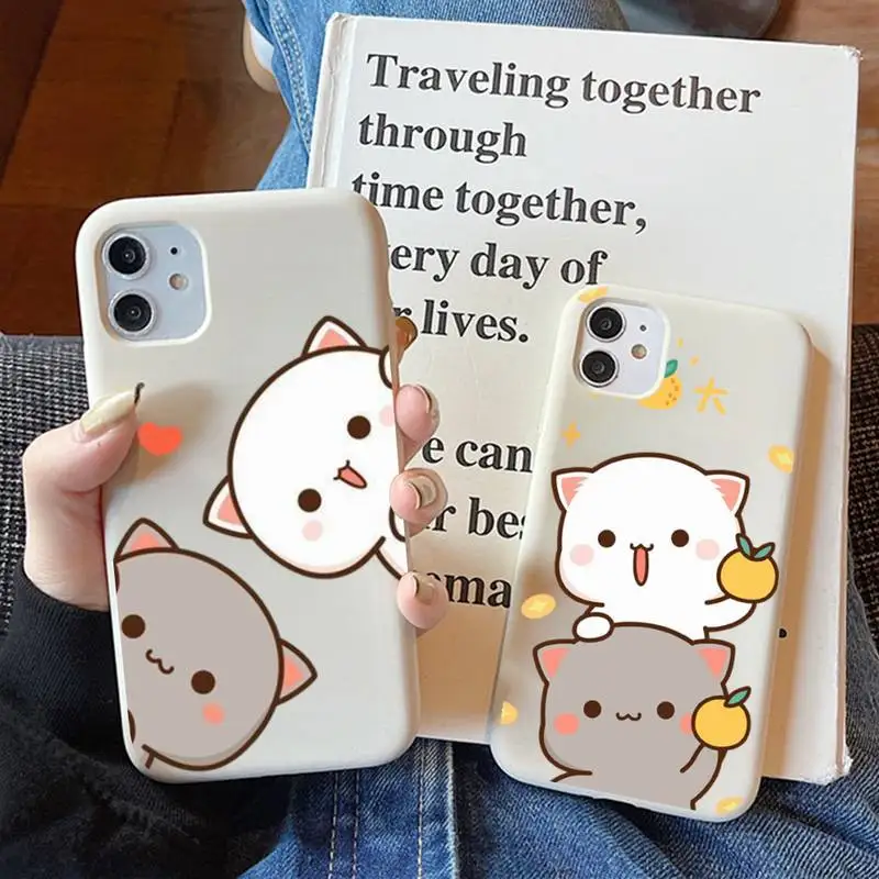 Peach-Mochi-Cat-Cartoon-Phone-Case-Solid-Color-Soft-Cover-for-iphone-13 ...