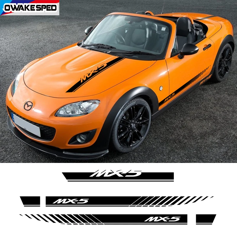 3ชิ้น/ล็อต Racing Sport Stripes สำหรับ Mazda MX 5รถจัดแต่งทรงผม Hood ...