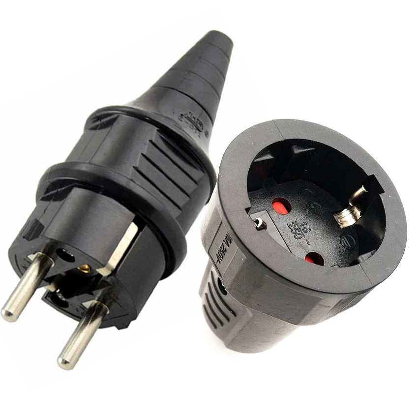 Black EU 16A 250V Korea Russia Germany Grounded Industry Assemble ...