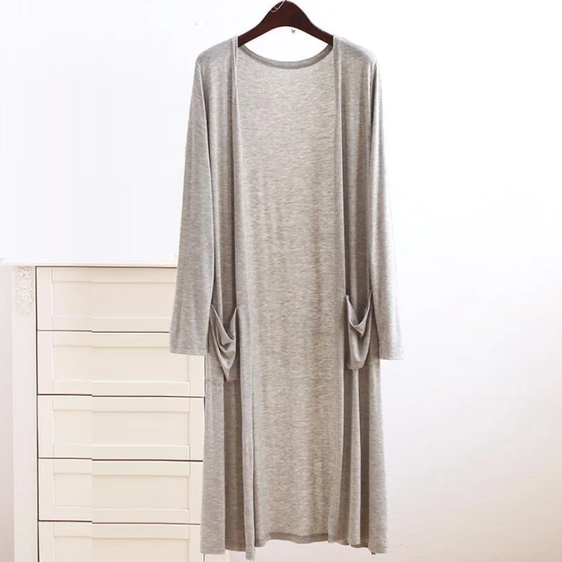 Summer Autumn Women Modal Long Cardigan Ladies Solid Color Shawl Female ...