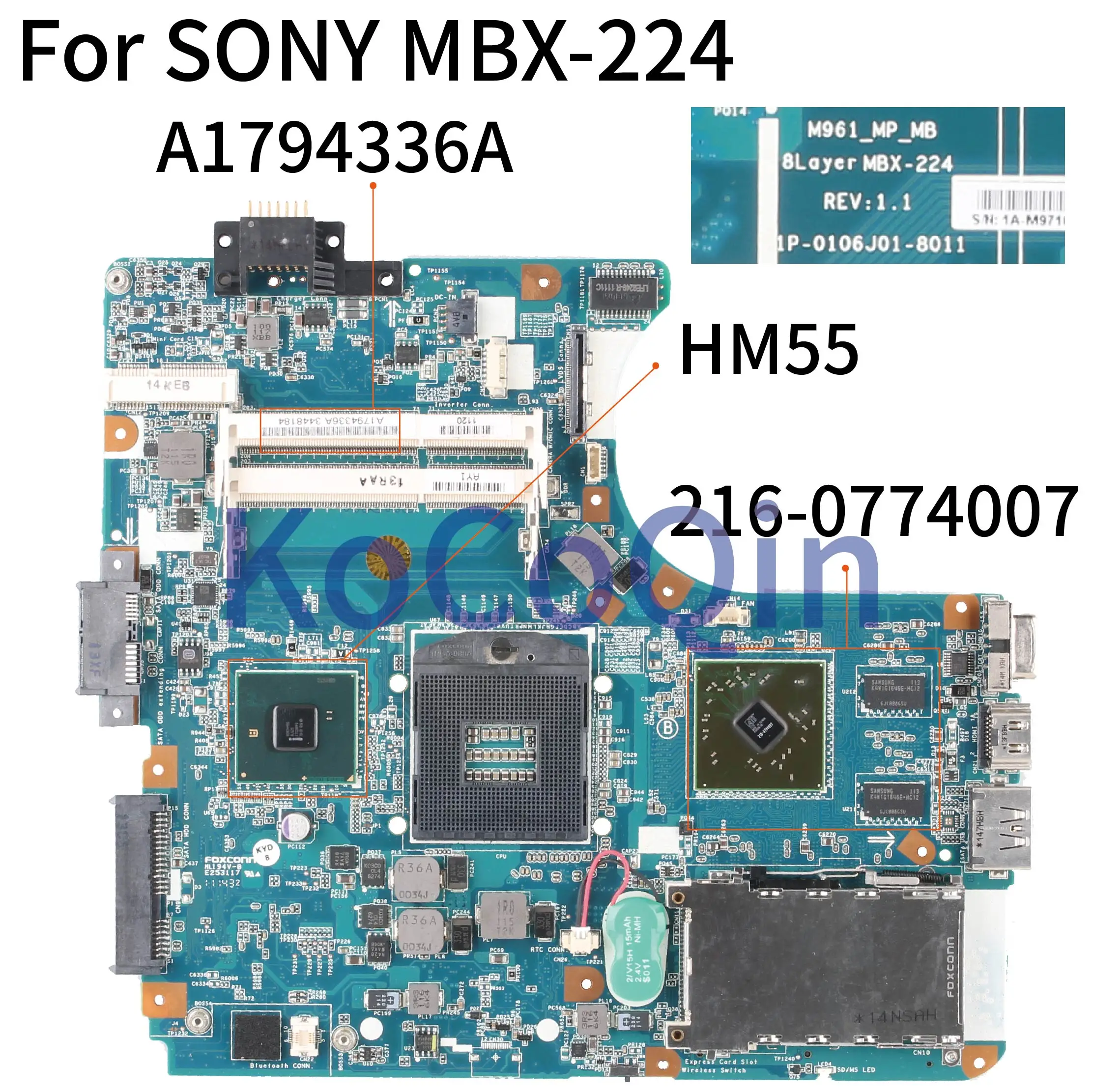 MBX 224 laptop anakart SONY Vaio VPCEB için VPC EB HD4500 anakart ...