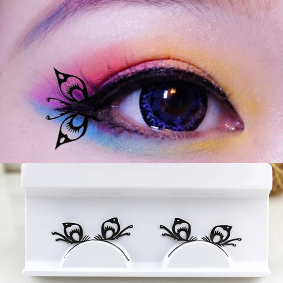 Paper cut false eyelashes special style exaggerated creative Black Lace ...
