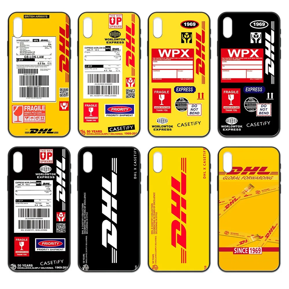 Dhl express fita deslizamento de silicone volta preto caso do telefone ...
