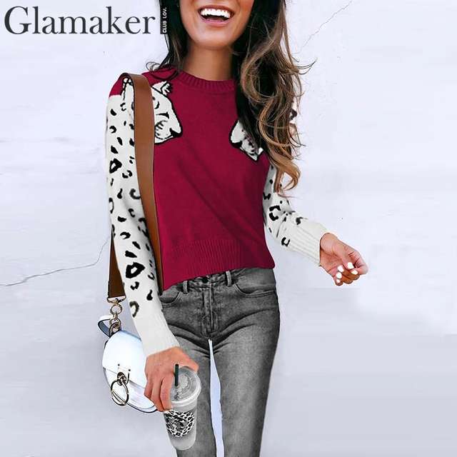 SNOW LEOPARD CONTRAST ARM SWEATER JKP3899 - Allkpop Shop