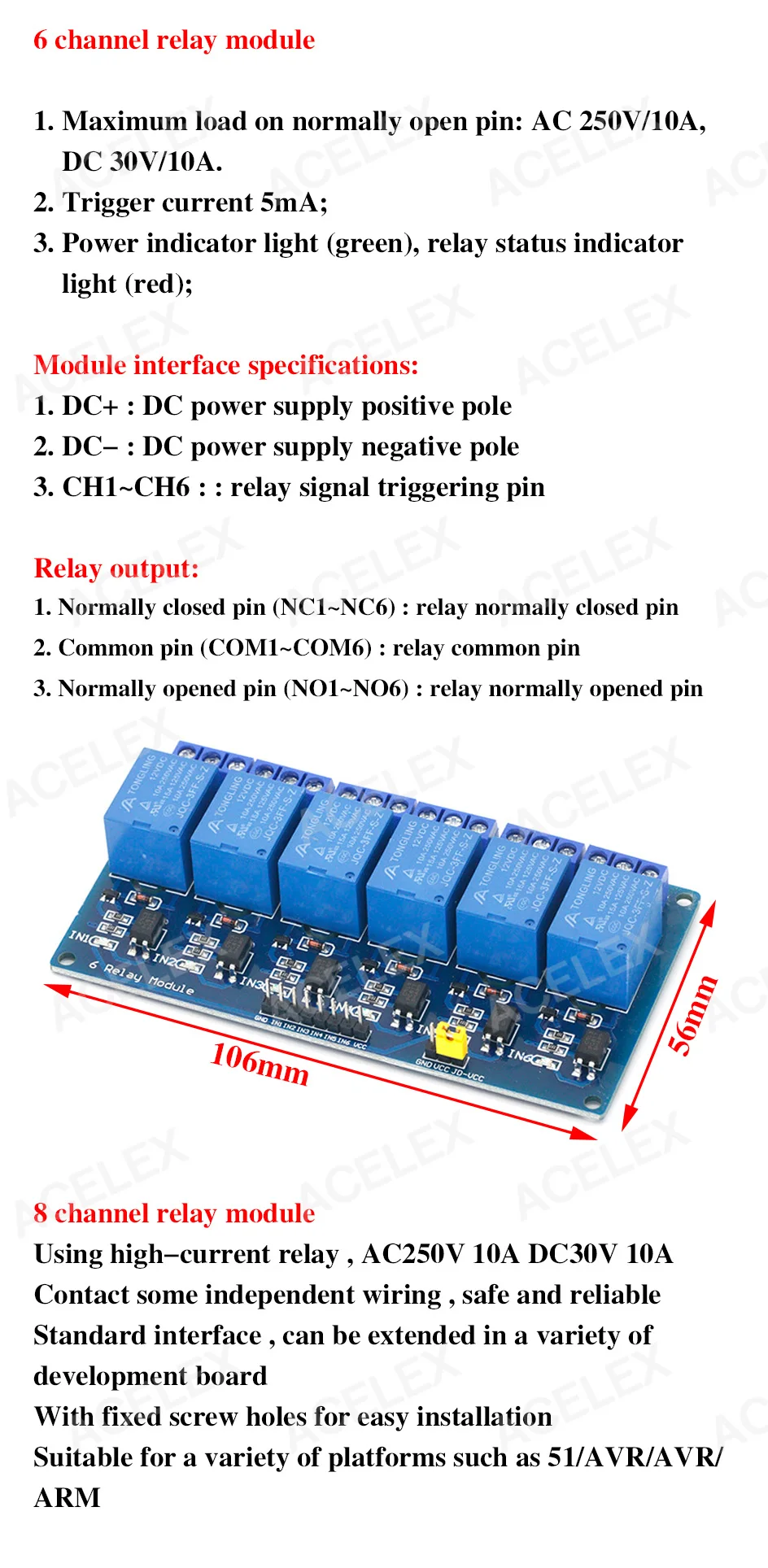 4 canaux 5V - Module De Relais Avec Sortie De Relais Optocoupleur Pour ...