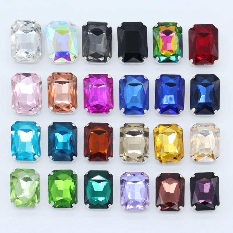24 Colors 4 27MM Sew On Flat Rectangle Strass Rhinestone Crystal With ...