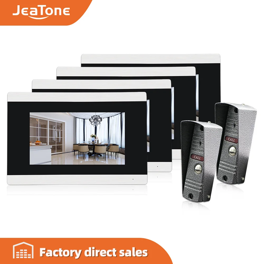 JeaTone 7 Inch Touch Screen Wired Door Phone Intercom System Apartment ...