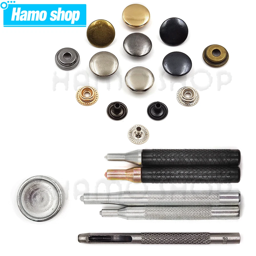 Metal Snap Fasteners Sets Pressione o bot o Studs para costura Couro Metal Snap Fasteners Sets Pressione o bot o Studs para costura Couro