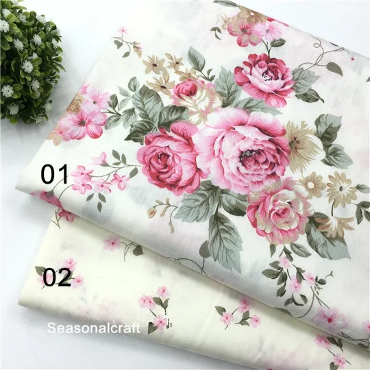 Cotton-Fabric-Twill-Cotton-Fabric-Shabby-Chic-Large-Rose-Cotton-Fabric ...