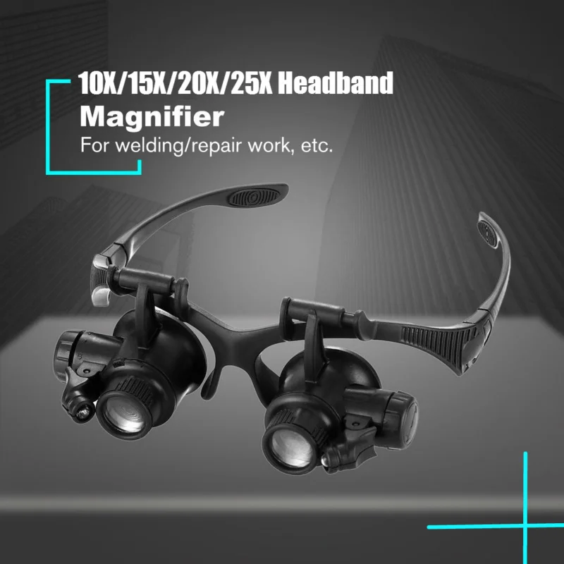 10X-15X-20X-25X-Headband-Magnifier-Glasses-Loupe-Tools-Head-mounted-Led ...