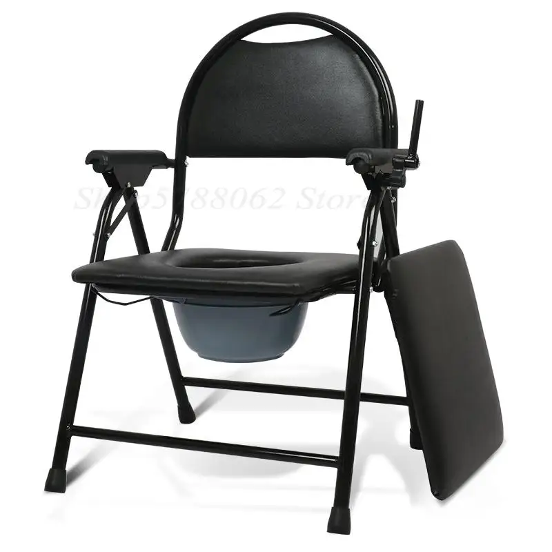Black Multifunction Potty Chair for Elders Foldable Safe Toilet Seat ...