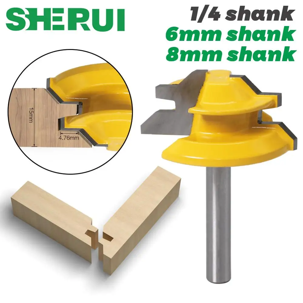 45 Degree Lock Miter Router Bit 6 to 1/2 Shank Woodworking Tenon ...