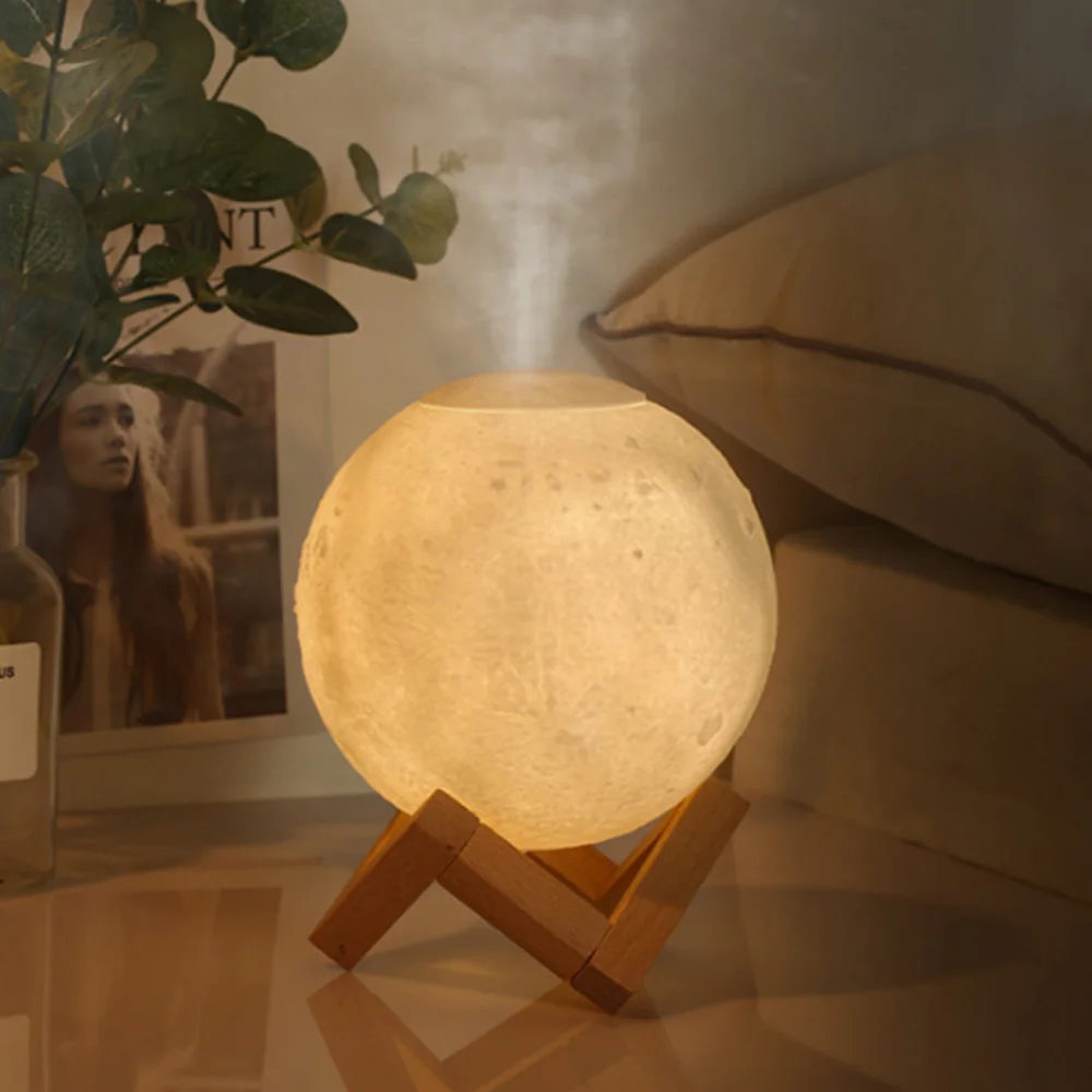Mist Humidifier Mini Humidifier Desk Air Humidifier Travel 3D Moon ...