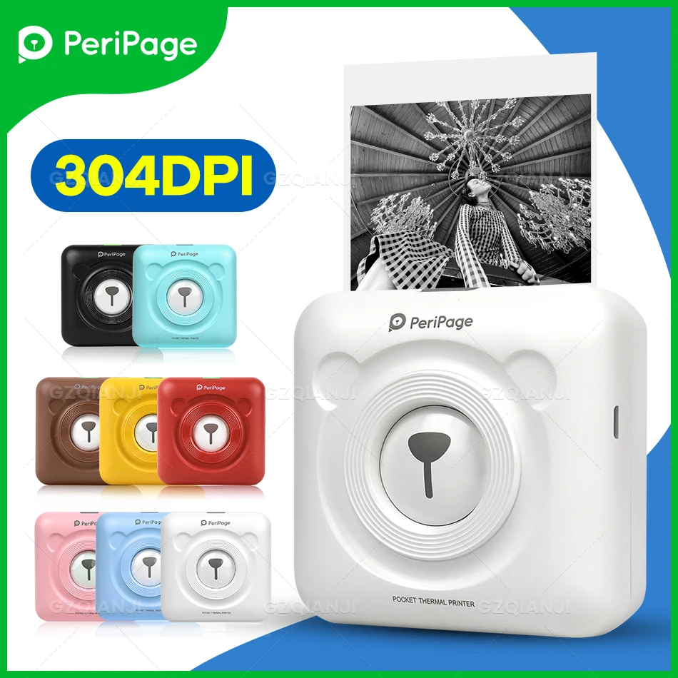 8 Colors Peripage A6 304DPI Mini Photo Printer Notes Sticker Label ...
