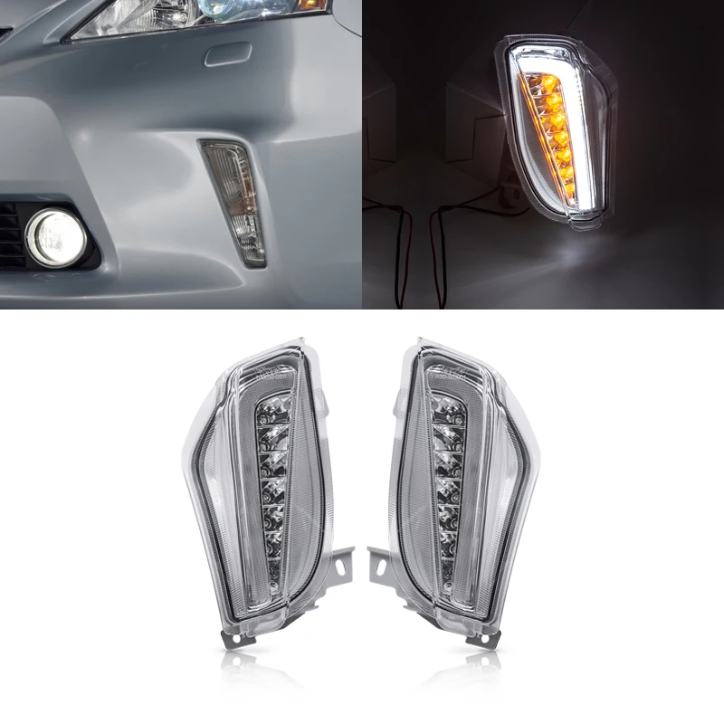 For Toyota Prius V 2012 2013 2014 2-in-1 White/amber Led Turn Signal ...
