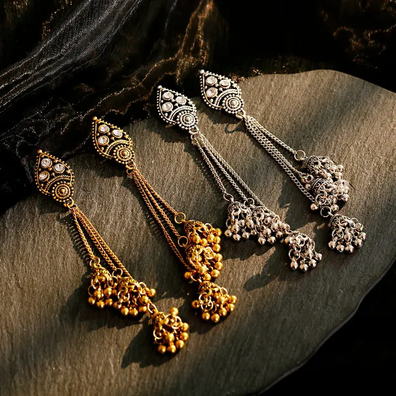 Retro-Long-Chain-Tassel-Indian-Earrings-Women-Wedding-Vintage-Bells ...