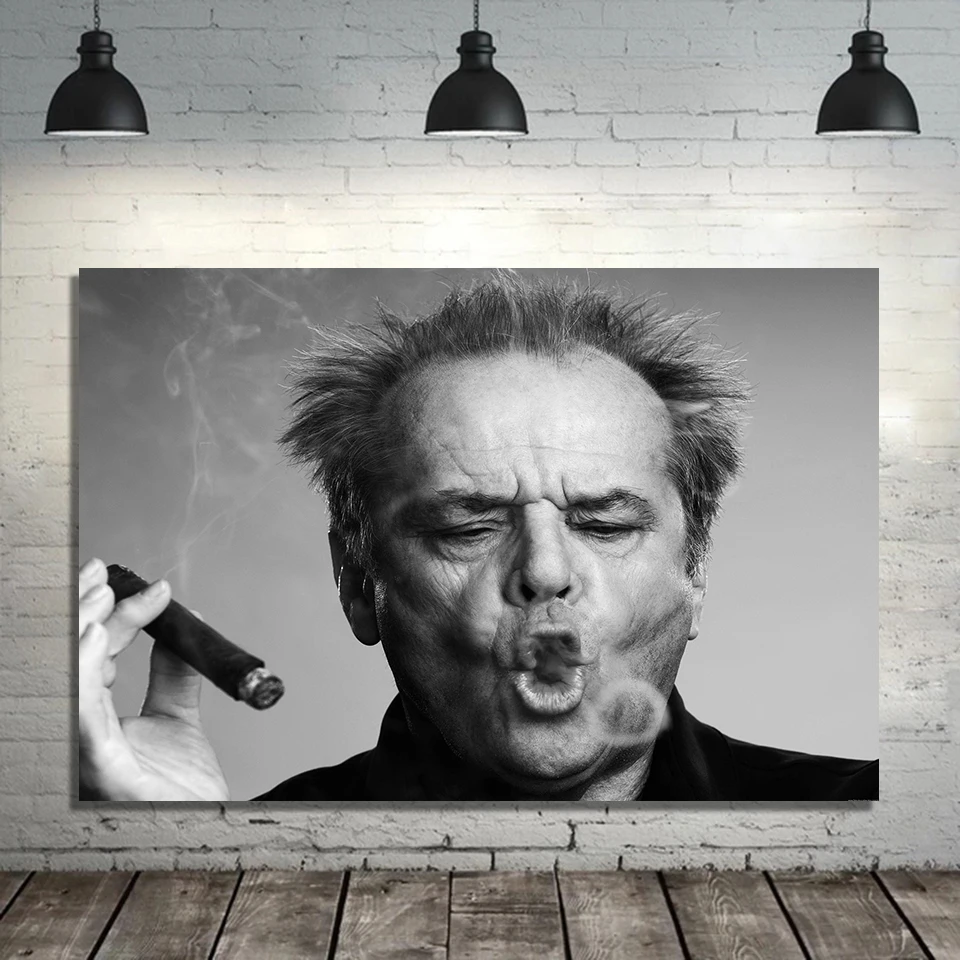 Jack-Nicholson-puro-Poster-duvar-sanat-bask-resim-siyah-ve-beyaz-tuval ...