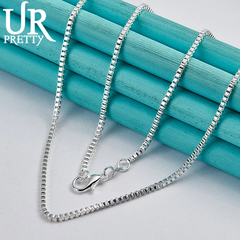 URPRETTY-925-Sterling-Silver-Round-Box-Chain-20-Inches-Necklace-For-Man ...