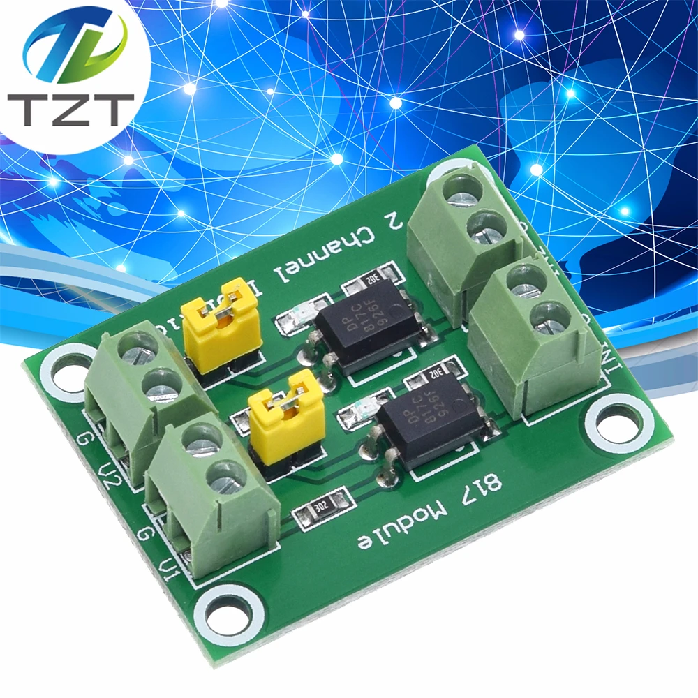 Pc817 2 Channel Optocoupler Isolation Board Voltage Converter Adapter ...