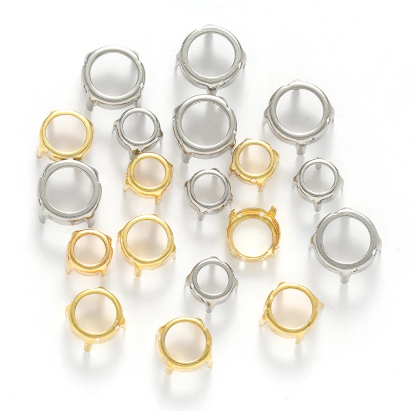 Round Rhinestones Claw Settings Silver Plating Thicken Copper Sewing ...
