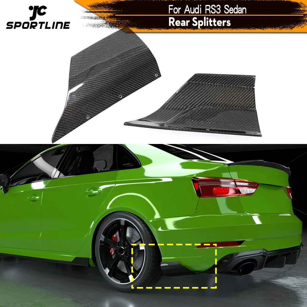 Rear Bumper Splitters For Audi Rs3 Sedan 4 Door 2017 2018 2019 Carbon ...