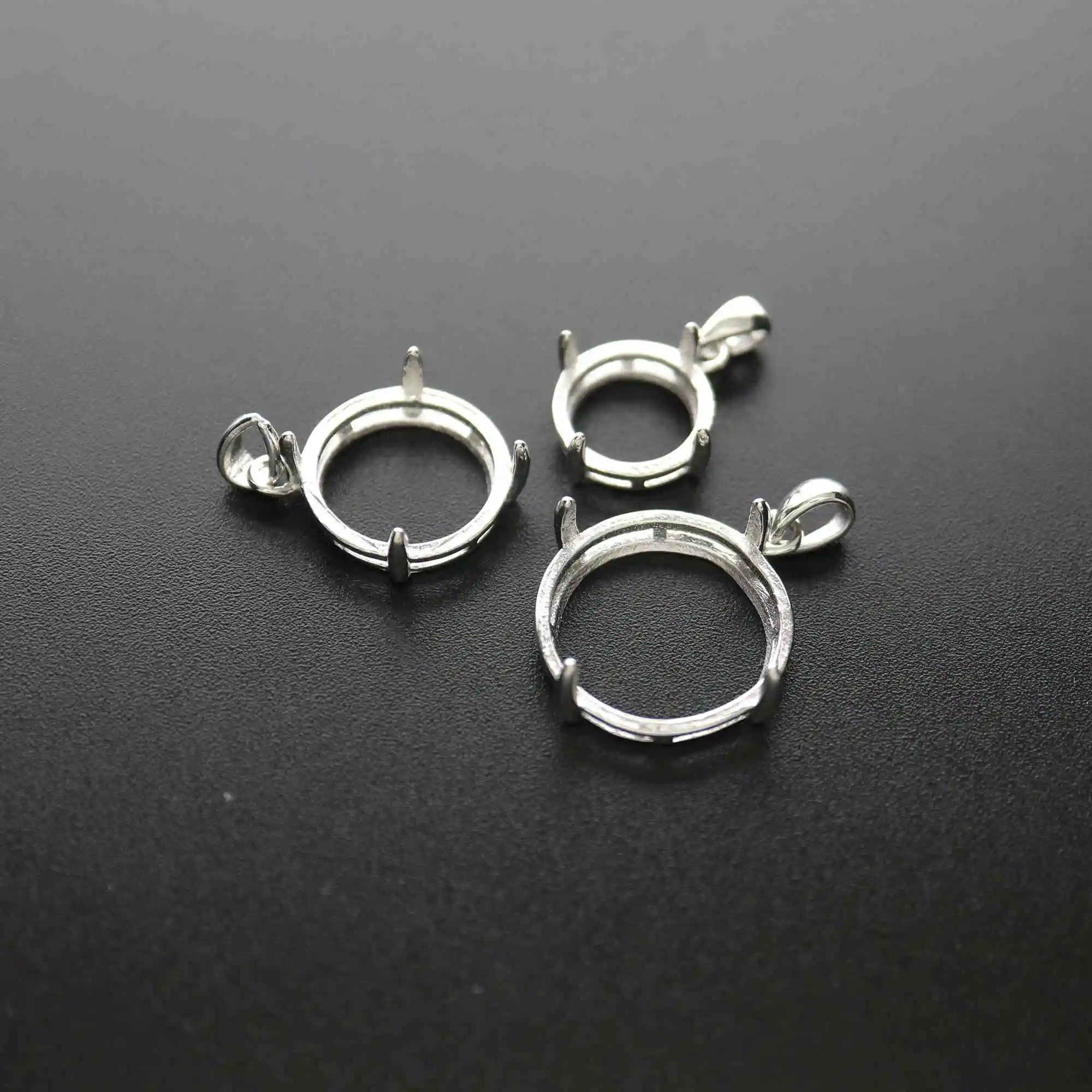 7 22MM Round Cabochon Bezel Solid 925 Sterling Silver DIY Prong ...