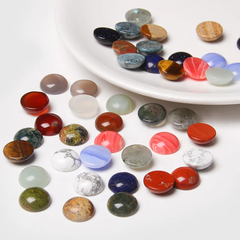 4-14mm Round Natural Stone Cabochon Jewelry Making Finding Gem Agates ...