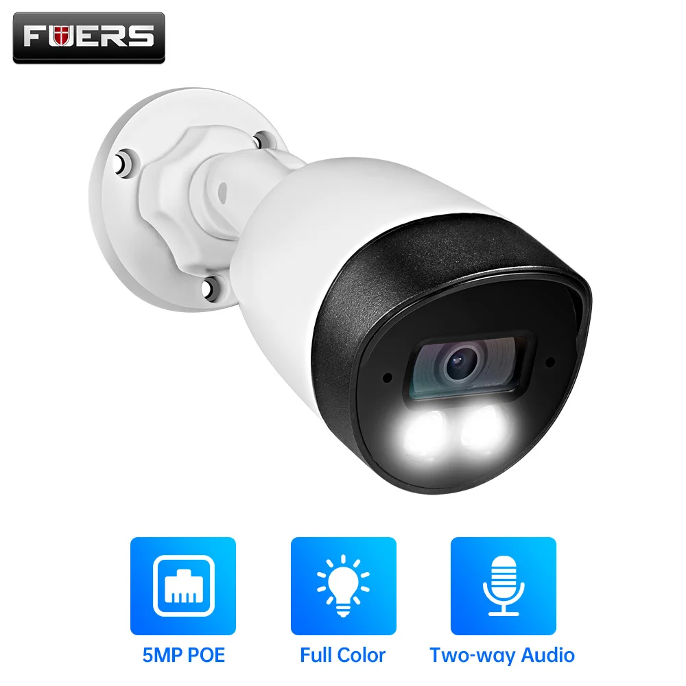 FUERS 5MP Wireless Home Security POE RJ45 Camera Outdoor IR CUT Network ...