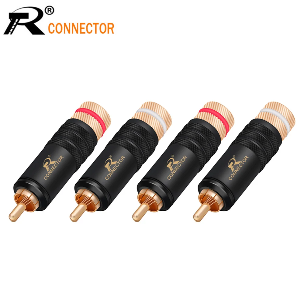 4pcs/Lot New Gold Plated Copper RCA Plug Mayitr Durable RCA Connector Screws Soldering Locking ...