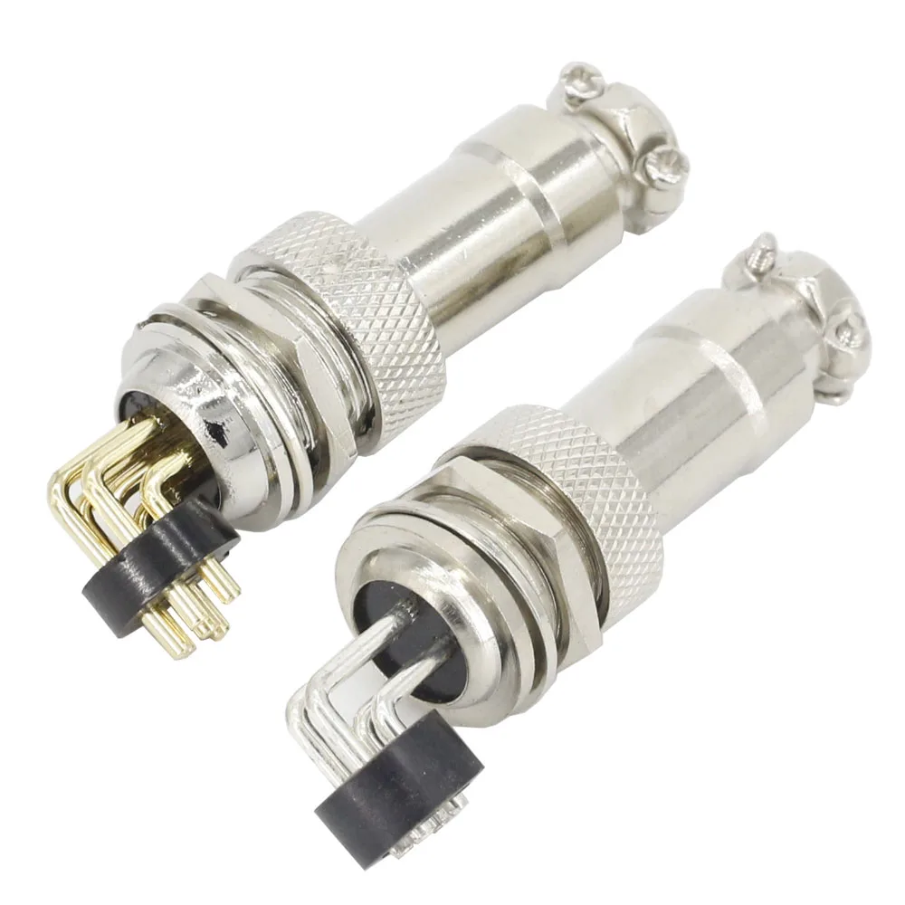 5 Sets GX12 2~6P Aviation Plug 90 Degree Curved Needle Connector ...
