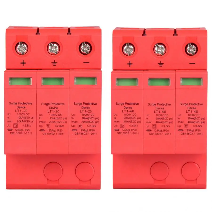 Protector contra sobretensiones SPD 3KV 20KA 40KA DC, Riel Din, 3 polos, dispositivo de ...