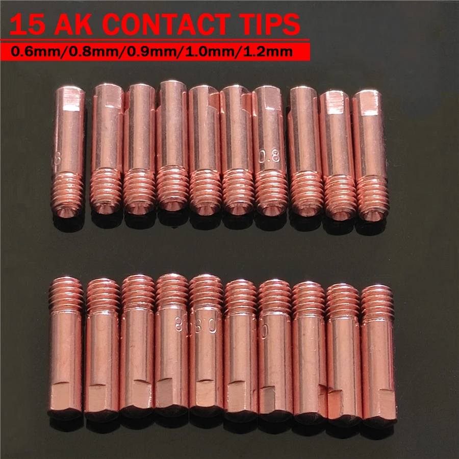 10/20 Tip Gas Nozzle Mb-15ak M6*25mm Welding Torch Contact Contact Tip Gas Nozzle 0.6/0.8/0.9/1. ...