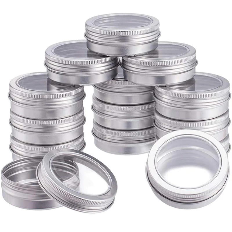 50Pcs-60g-2OZ-Tin-Can-Round-Aluminum-Can-Screw-Lid-Containers-with ...