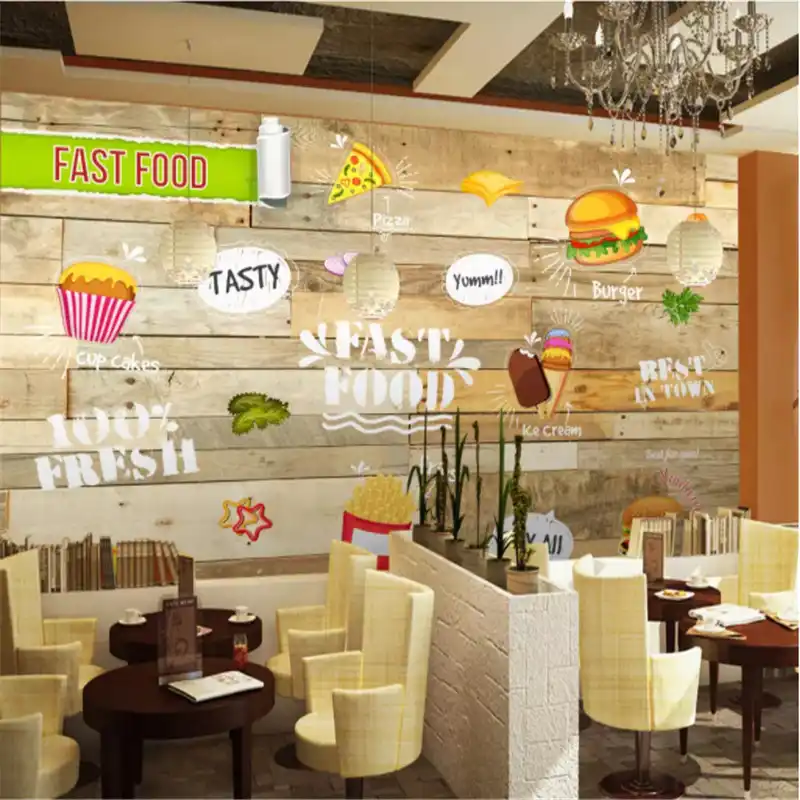 European and American Burgers Graffiti Background 3D Wallpaper Mural ...
