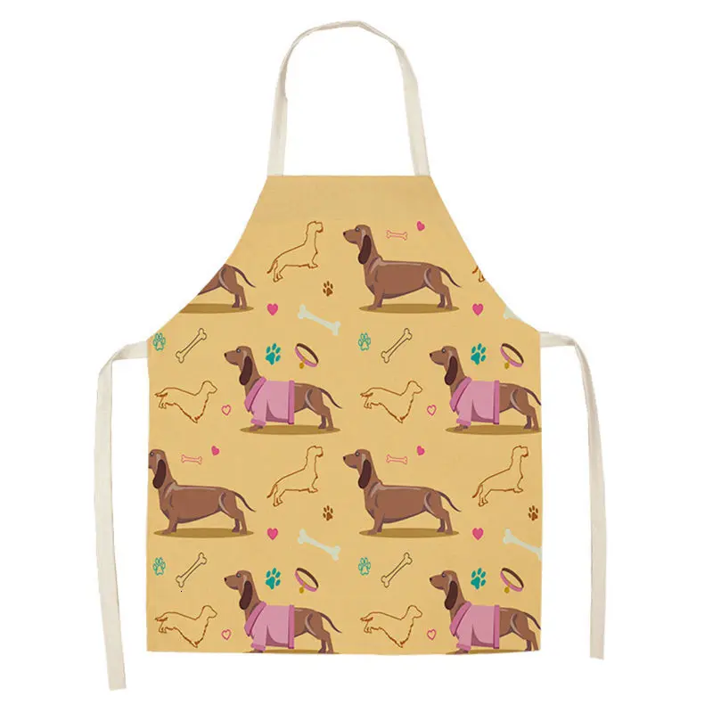 Bulldog Dachshund Pug Dog Printed Kitchen Apron for Woman Cotton Linen ...