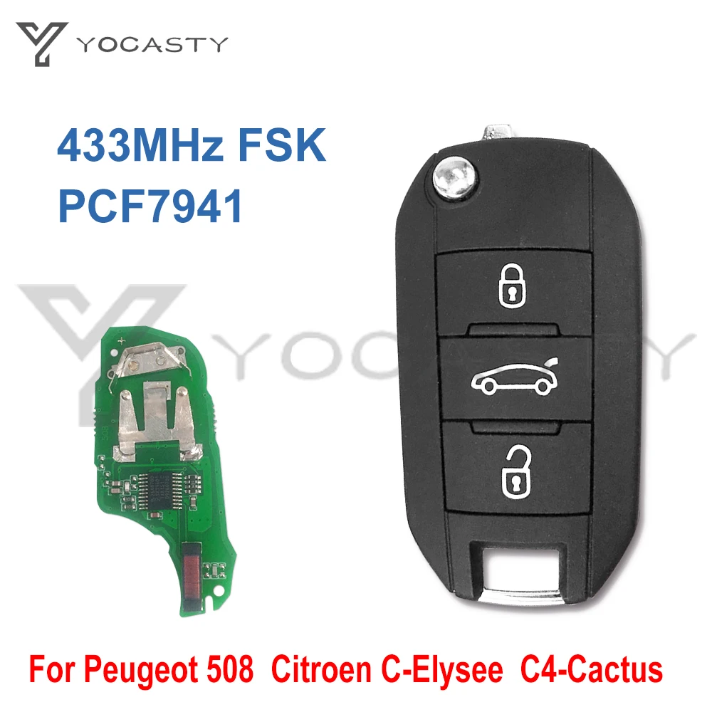 YCOASTY 3Buttons 433MHz or 434MHz PCF7941 ID46 HU83 Remote Key for ...