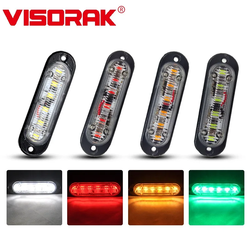 VISORAK-Amber-Red-Blue-LED-Side-Marker-Flash-Strobe-Warning-Light-For ...