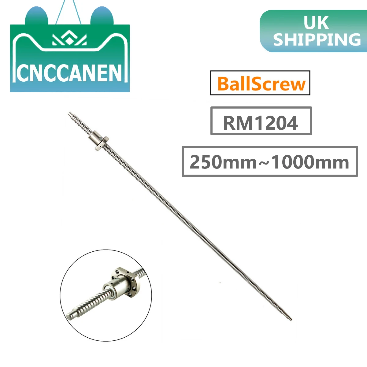 SFU1204 Rolled Ball Screw 250 300 mm 350 400 450 550 600 800 1000 ...
