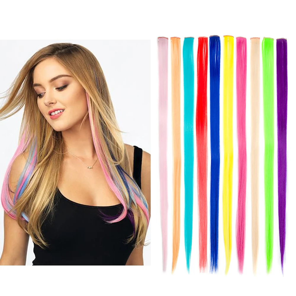 Nayoo Hair Clip In One Piece color strips Long Straight Hairpiece ...