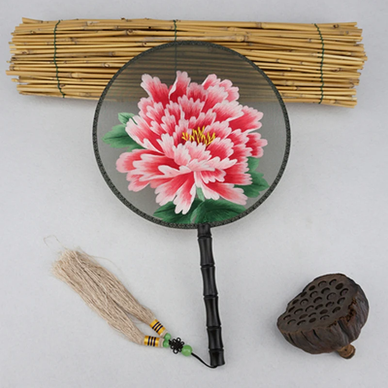 Suzhou Embroidery Pure Manual Embroidery Round Fan Double-sided ...