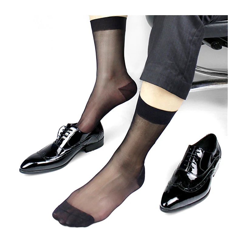 Calcetines-transparentes-de-seda-para-hombre-medias-formales-de-la ...
