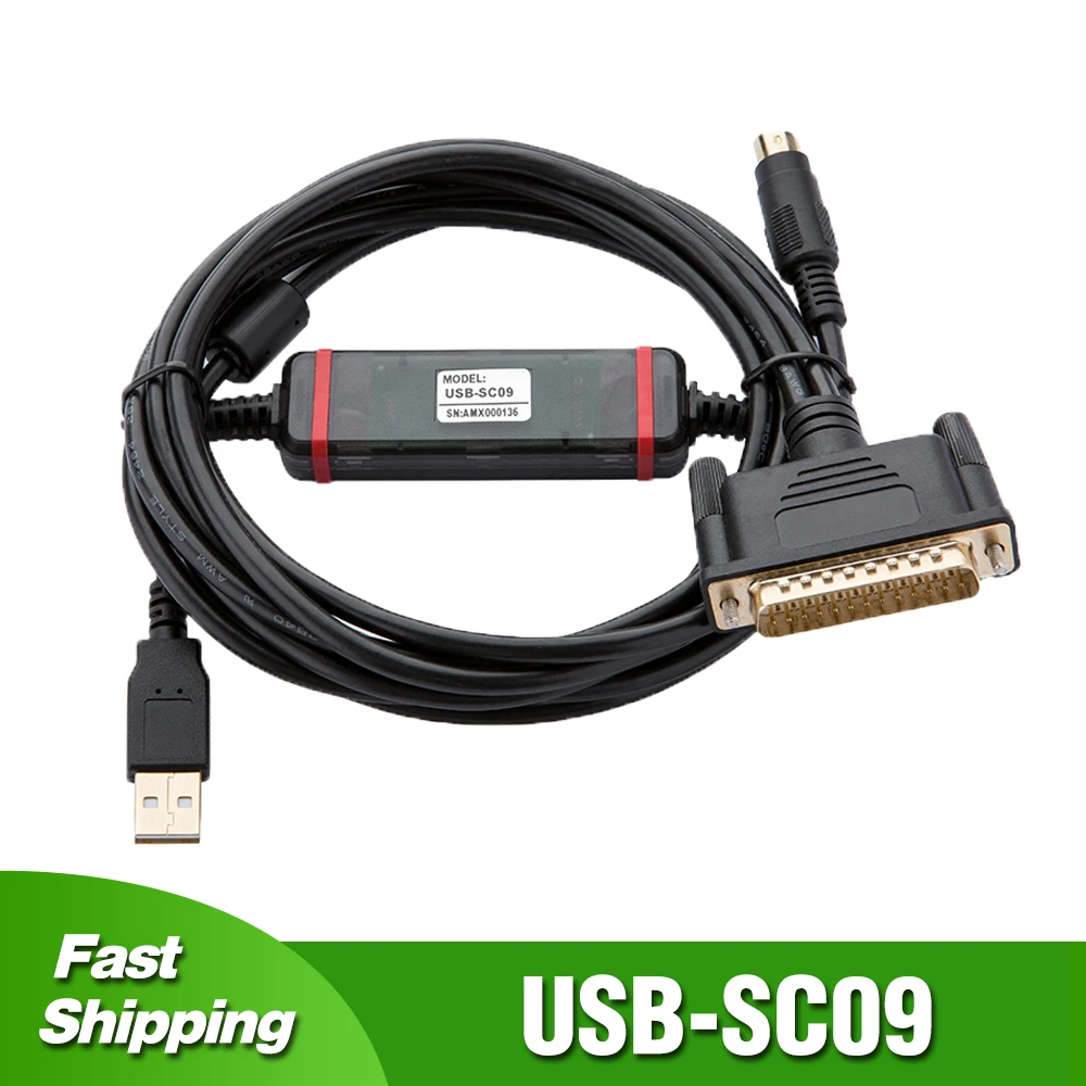 USB SC09 PLC 프로그래밍 케이블 다운로드 라인 RS232 포트, 미쓰비시 FX0 FX0S FX1S FX0N FX1N ...