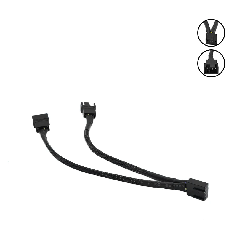 4 핀 2x4 핀 Molex Pwm Gpu 듀얼 팬 스플리터 어댑터 케이블 그래픽 카드 용 모든 검은 색 슬리브데이터 케이블