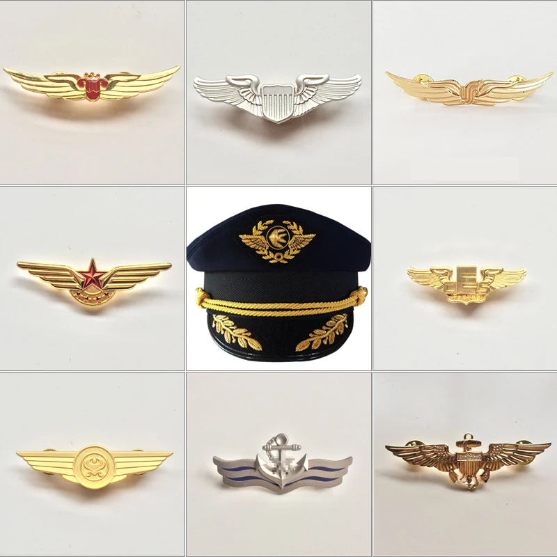 Captain Uniform Metal Cap Badge Men Women Caps High Quality Aviation ...