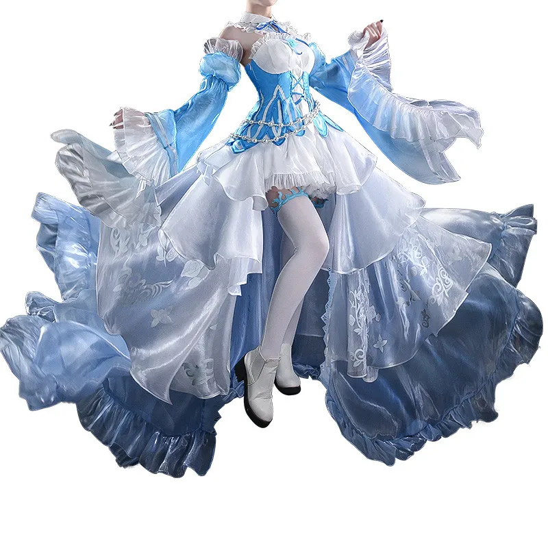 Re Zero Cosplay Costume Ramu RAM Dress Ramu REM Gorgeous Ice Crystal ...